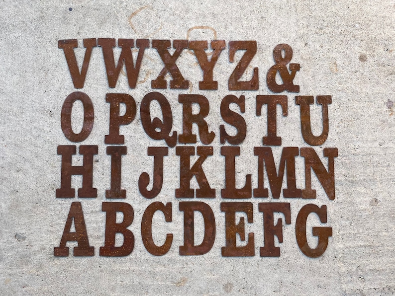 Large 36 Rustic Metal Letters and Numbers Alphabet & Numbers - Etsy