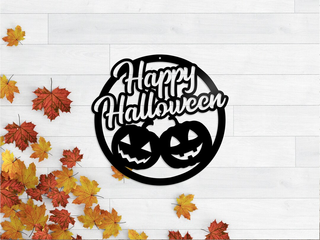 Happy Halloween Circle Pumpkins Sign | Spooky Sign | Halloween Door ...