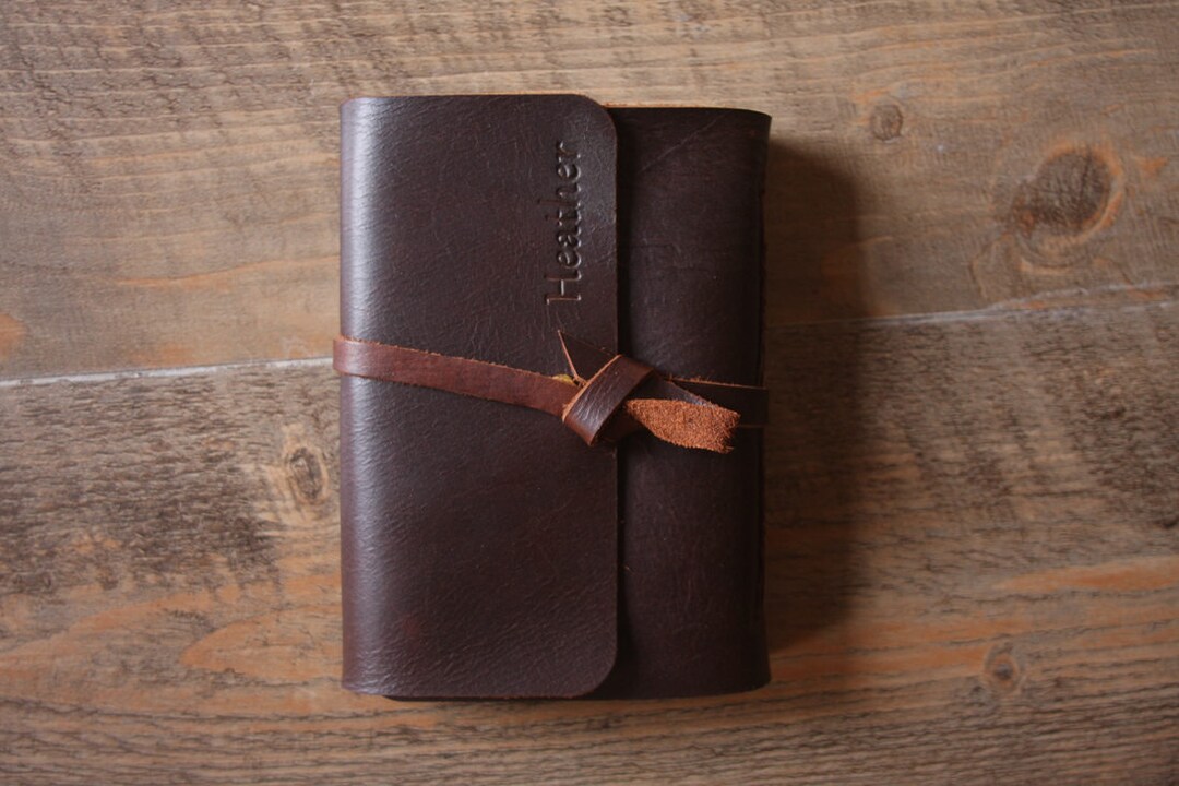 Persoanlized Small Leather Journal, A5 Bound Notebook Journal Scrapbook ...