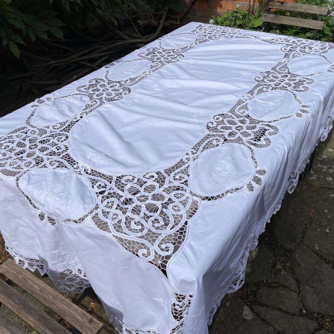 Vintage Battenburg Lace Handmade Embroidery Cotton Wedding Tea Party ...