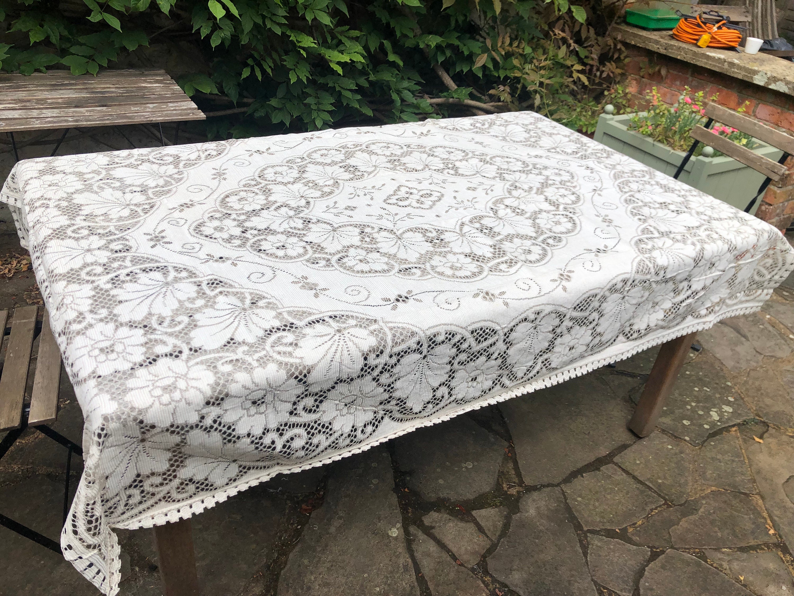Vintage Large Lace Tablecloth Table Covering Genuine Scottish Lace - Etsy
