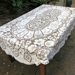 Vintage Large Lace Tablecloth Table Covering Genuine Nottingham Lace ...