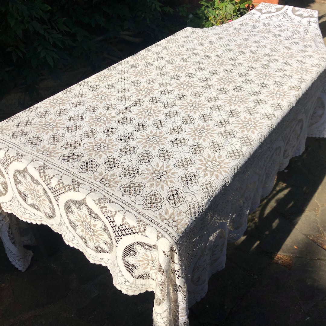 Vintage Cotton Lace Tablecloth Table Covering Tablecloth Nottingham ...