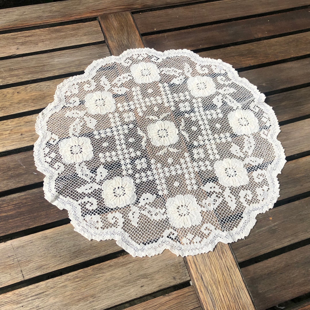 Vintage Handmade Lace Topper Tablecloth Placemats Dressing Table Mat - Etsy