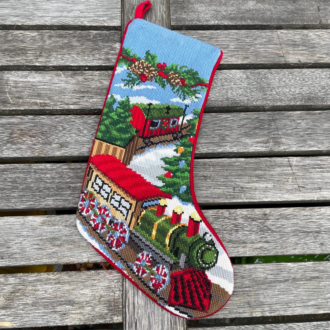 Vintage Christmas Wool Needlepoint Handmade Stockings, Holiday Stocking ...