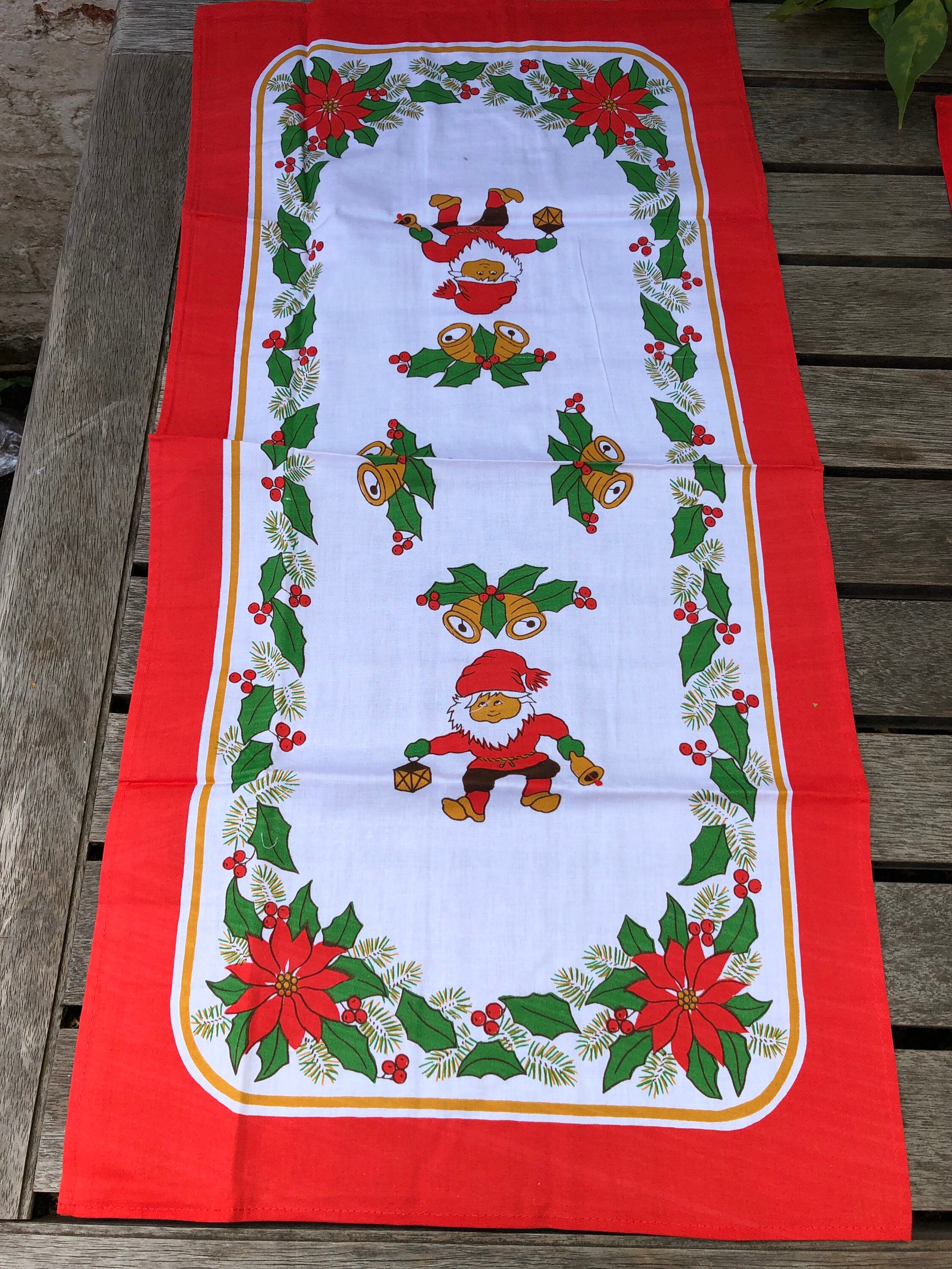 Vintage Scandinavian Christmas Design Linen Tablecloth Set - Etsy