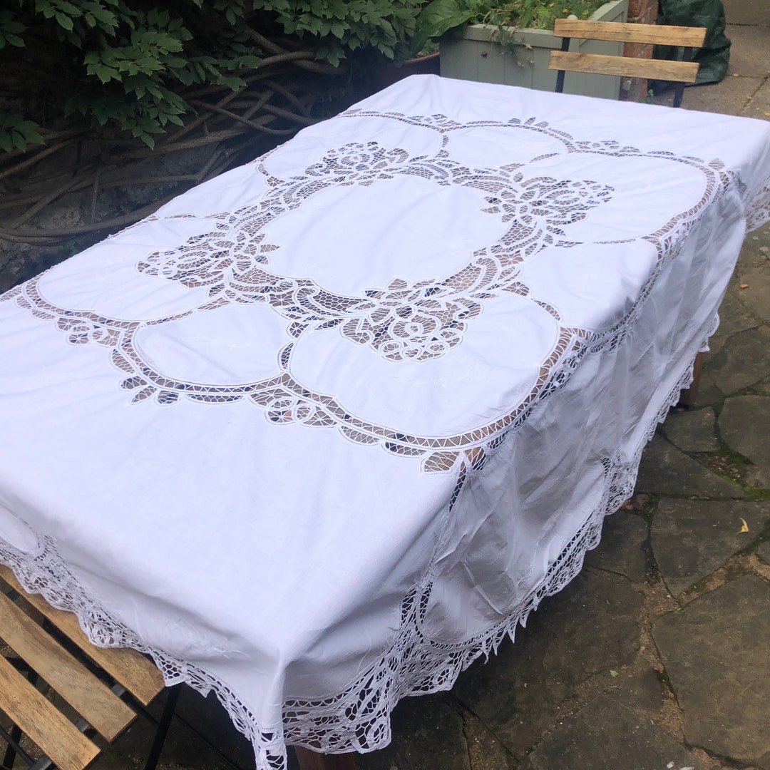 Vintage Battenburg Lace Handmade Embroidery Cotton Wedding Tea Party ...