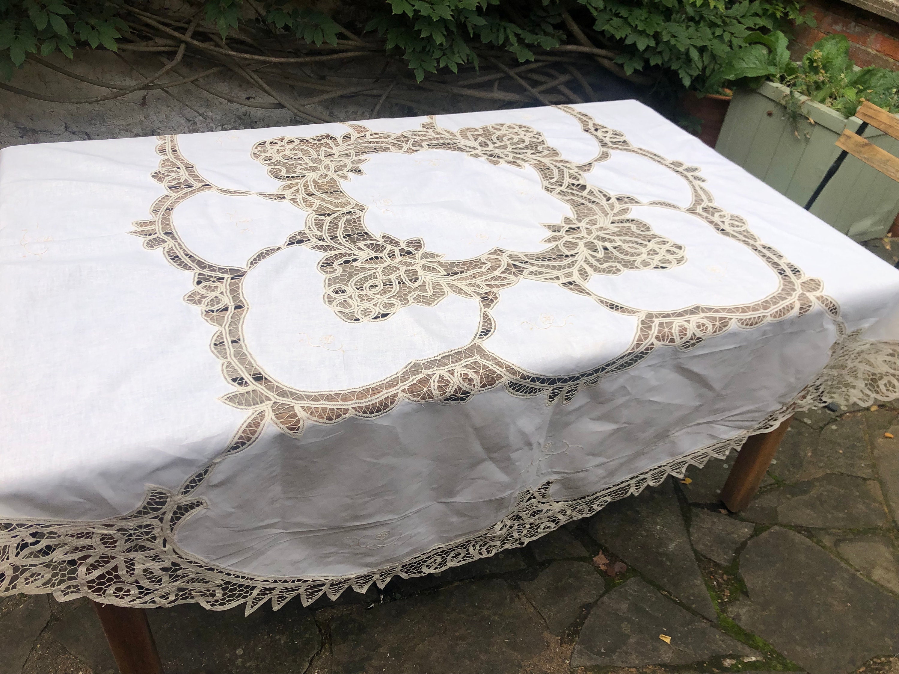 Vintage Battenburg Lace Handmade Embroidery Cotton Wedding Tea Party ...