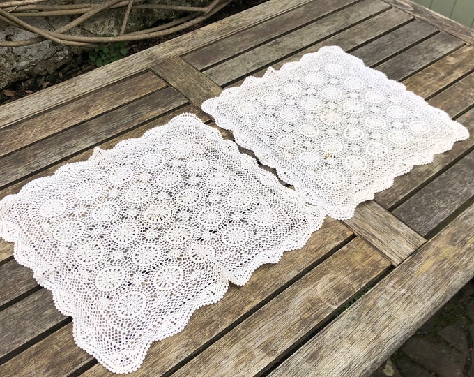 Vintage Hand-made Crochet Table Mats Dressing Table Mats Dollies Set of ...