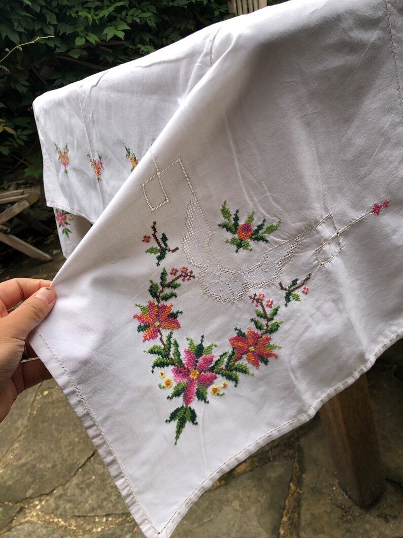 Stunning Vintage Hand Embroidered Cross Stitches Drawnwork - Etsy