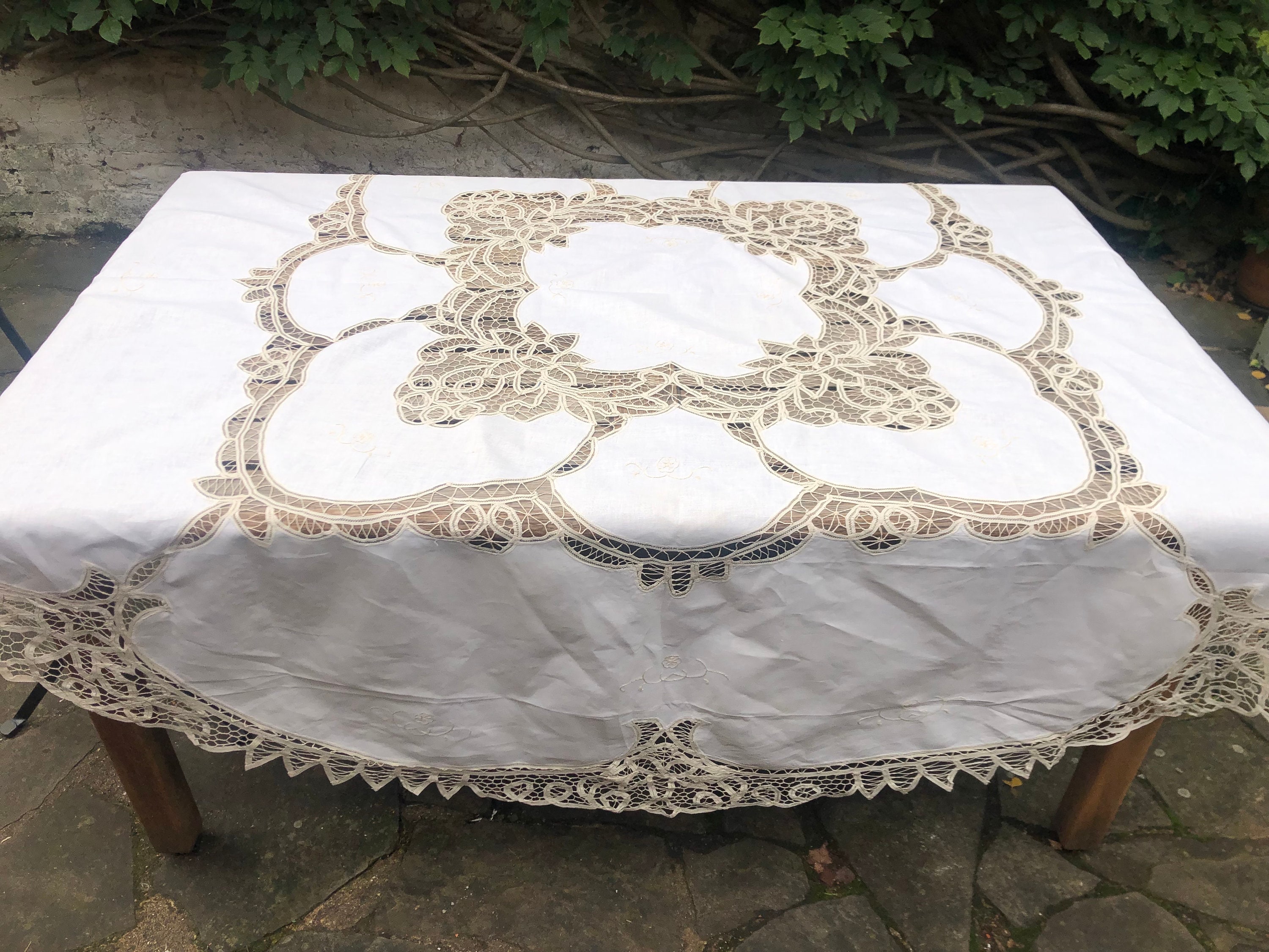 Vintage Battenburg Lace Handmade Embroidery Cotton Wedding Tea Party ...
