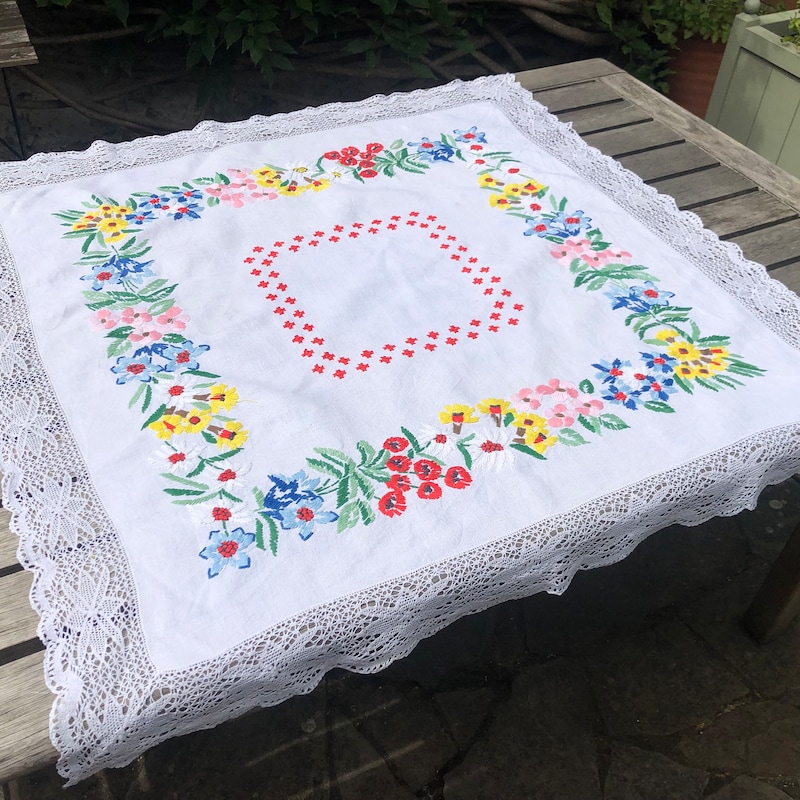 Embroidered Tablecloth - Etsy