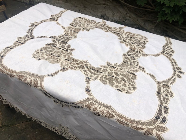 Vintage Battenburg Lace Handmade Embroidery Cotton Wedding Tea Party ...