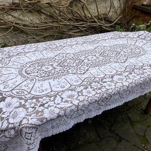 Vintage Large Lace Tablecloth Table Covering Genuine Nottingham Lace ...