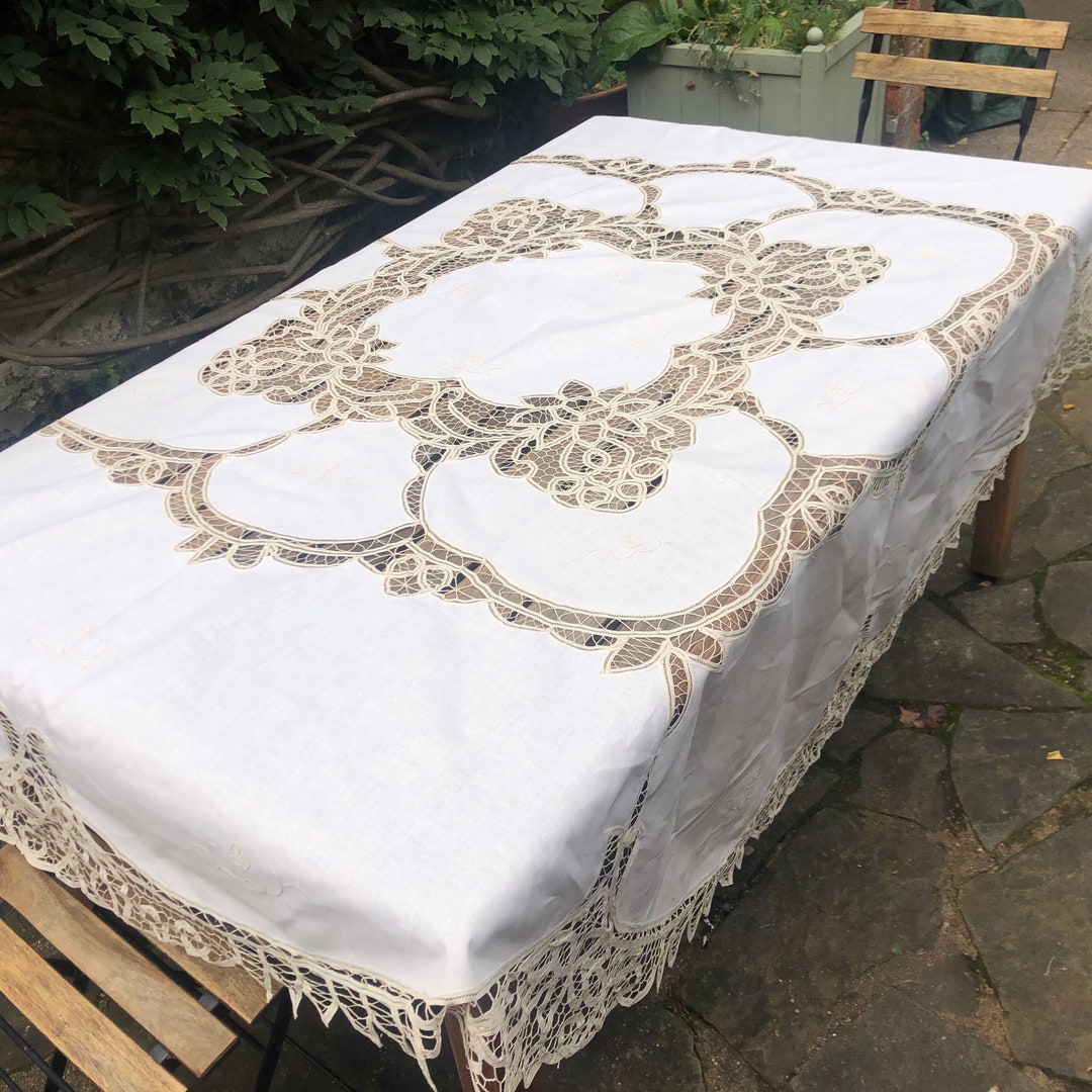 Vintage Battenburg Lace Handmade Embroidery Cotton Wedding Tea Party ...