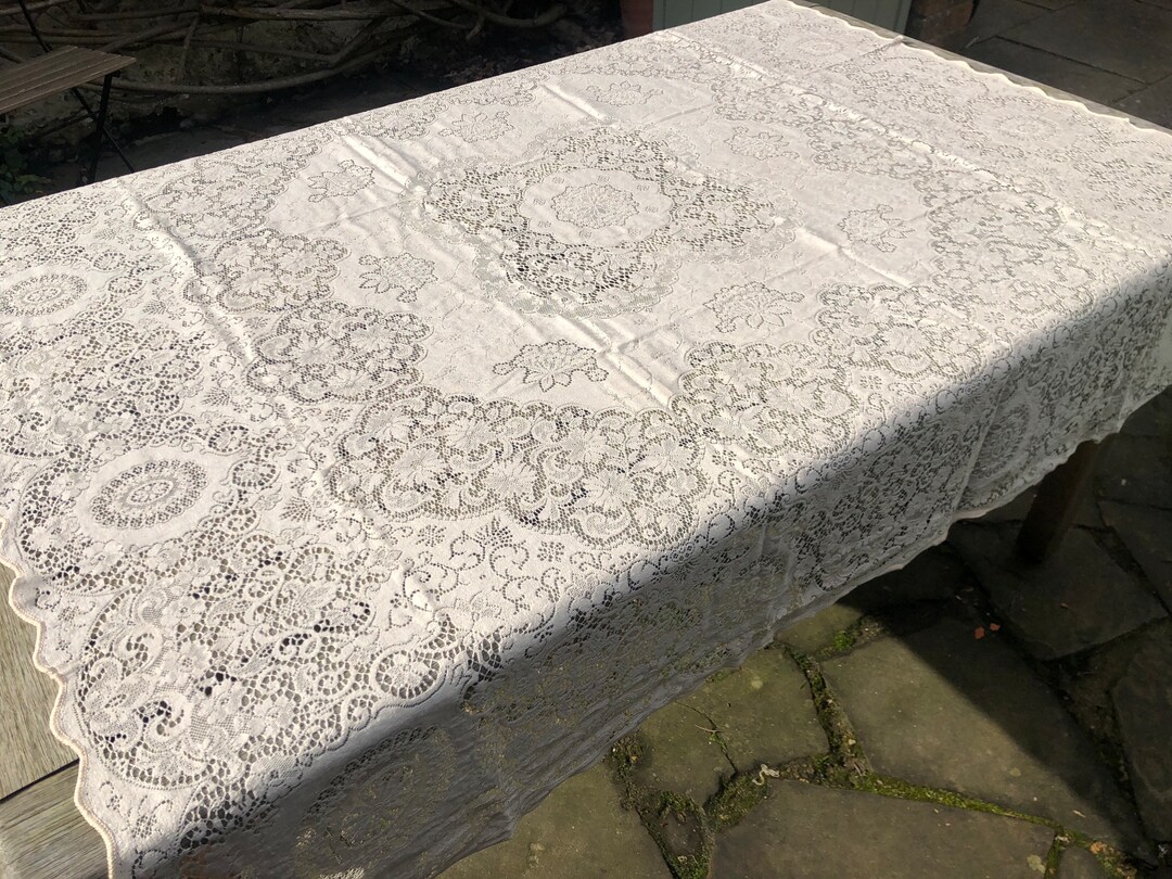 Vintage Cotton Lace Tablecloth Table Covering Tablecloth Nottingham ...