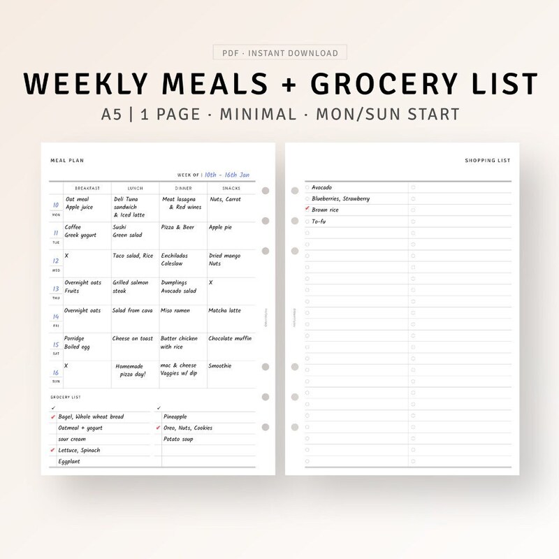 Meal Planner Printable - Etsy