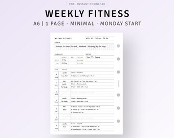 A5 Inserts : Workout Tracker Printable Fitness Planner - Etsy