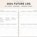 2024 Future Log A5 Planner Printable Yearly Overview Planner 2024 ...