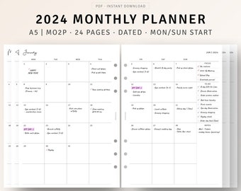 2023-2024 Monthly Calendar Printable Minimalist Vertical - Etsy