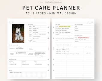 Printable Cat Planner Pet Care Printables Pet Organizer Pet - Etsy