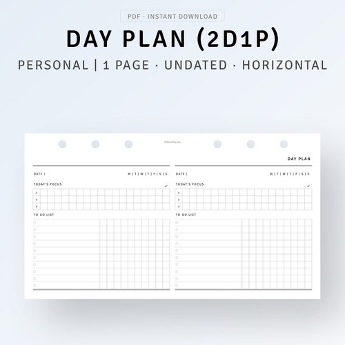 Personal Daily Planner Printable Scheduler Day on One Page - Etsy