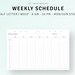 Weekly Schedule Printable Half Letter Inserts, Week on One Page, WO1P ...