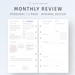 Monthly Reflection Printable Personal Inserts, Monthly Review Template ...