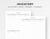 Inventory Tracker A4/letter Size Printable Inserts Home - Etsy