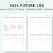 2024 Future Log Half Size Printable Inserts Annual Birthday - Etsy