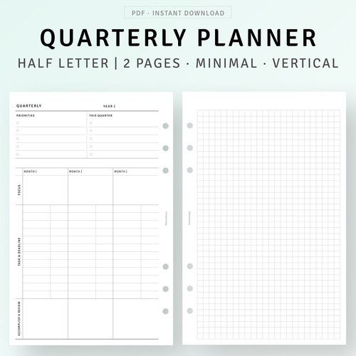 Quarterly Review Focus Planner Template Printable Quarterly - Etsy