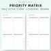 Priority Matrix Printable Half Size Inserts, Decision Matrix Template ...