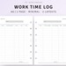 Work Time Log A6 Inserts Printable, Project Time Log, Work From Home ...