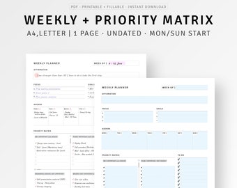 Eisenhower Matrix Printable Plan Your to Do List Organize - Etsy