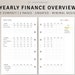 Yearly Finance Overview Printable FC Compact, Bill Organizer, Income ...