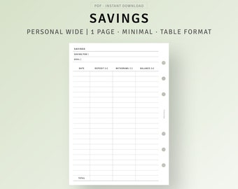 Savings Register Template - Etsy