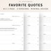 Favorite Quotes Journal A5 Printable Planner Inserts, Inspirational ...