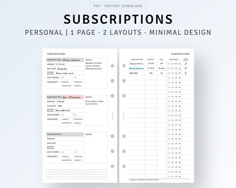 Printable Subscription Tracker Subscription Log Expense - Etsy