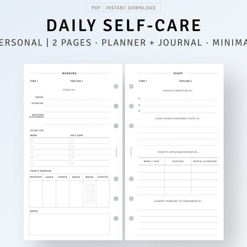 Personal Self Care Planner Journal Template Daily - Etsy