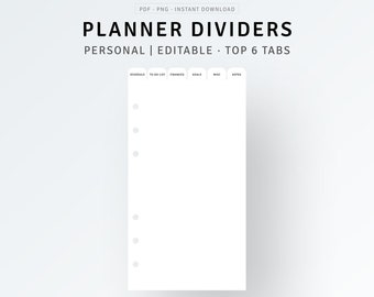 Printable and Editable Top Tab Dividers Half Page - Etsy