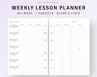 Weekly Subject Layout Insert Printable Undated Classic Happy - Etsy