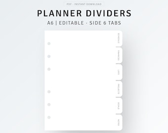 6 Blank Tabbed Dashboards Personal Wide Editable Dividers Template PDF ...