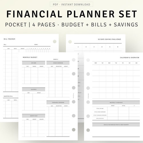 Printable Budget Planner Pocket Size Inserts Bill Organizer - Etsy