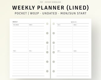 Pocket Weekly Planner Printable Week on Two Pages Wo2p - Etsy