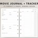 Printable Movie Journal Tracker FC Compact Inserts, TV Series Planner ...