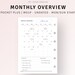 Monthly Overview Planner Printable Pocket Plus Inserts, MO1P, Month on ...
