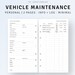 Personal, Car Maintenance Log Printable Inserts, Car Repair List ...