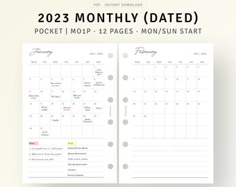 Monthly Pocket Planner 2023 - Etsy