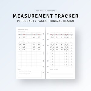 PERSONAL Measurement Tracker Template Printable, Weight Loss Log ...
