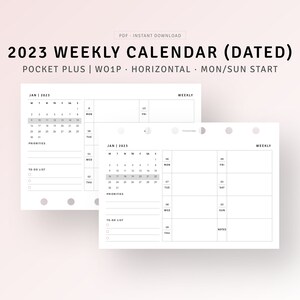 Weekly Planner 2023 Printable Pocket Plus Inserts Dated Weekly Calendar ...